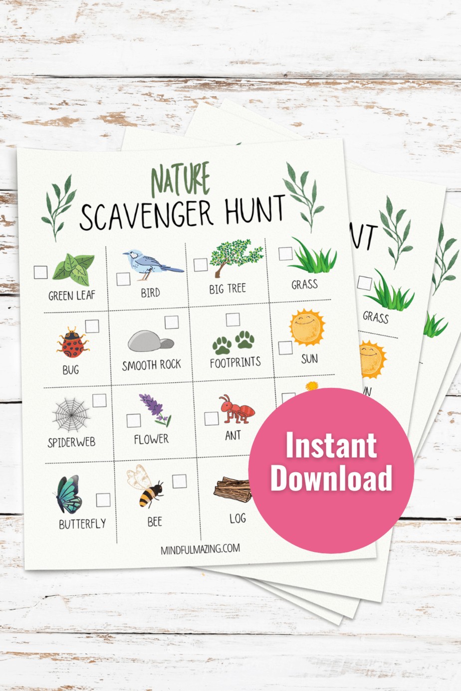 FREE Nature Scavenger Hunt For Kids • Mindfulmazing.com