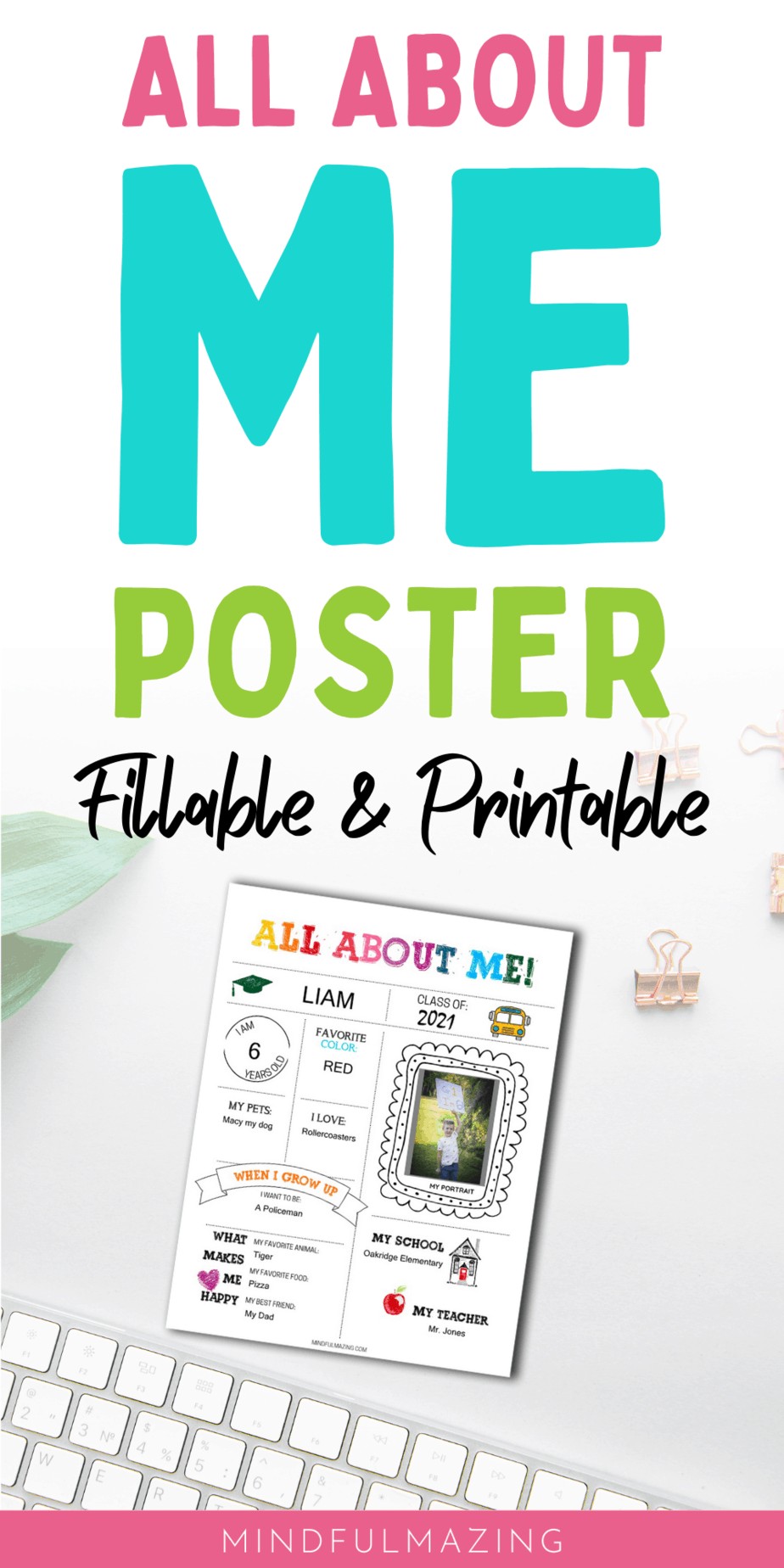 Printable All About Me Poster for Preschool, Kindergarten, and UP ...