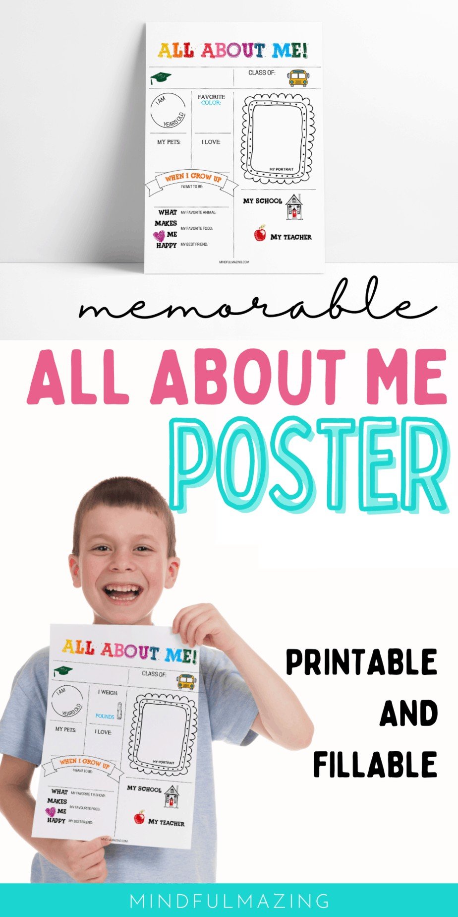 Printable All About Me Poster for Preschool, Kindergarten, and UP ...