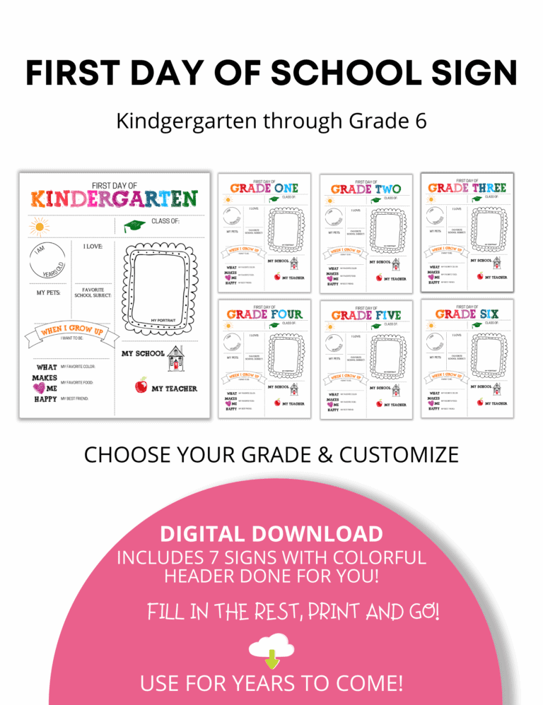 FREE First Day of School Signs (Editable For All Grades ...