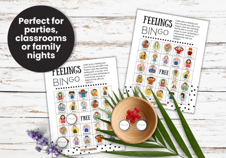 Printable Feelings Bingo Game (24 Cards) • Mindfulmazing.com