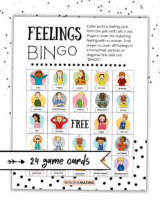 Printable Feelings Bingo Game (24 Cards) • Mindfulmazing.com