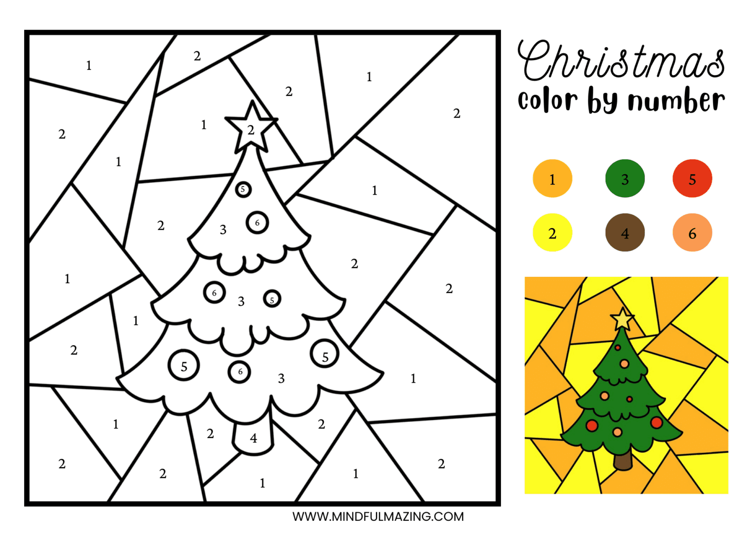 Free Christmas Color by Number Printables • Mindfulmazing.com