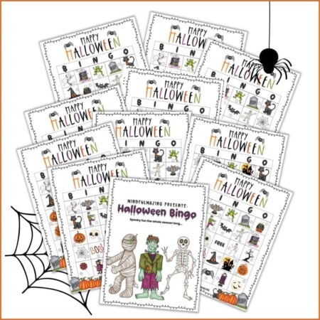 Free Printable Halloween Bingo Game Cards For Kids • Mindfulmazing.com