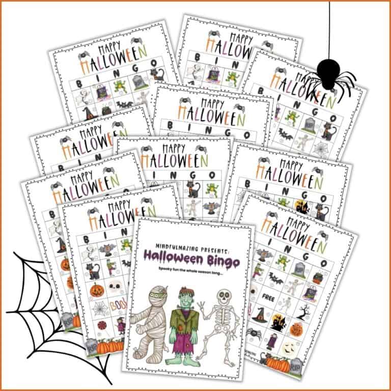 Free Printable Halloween Bingo Game Cards For Kids • Mindfulmazing.com