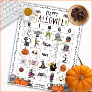 Free Printable Halloween Bingo Game Cards For Kids • Mindfulmazing.com