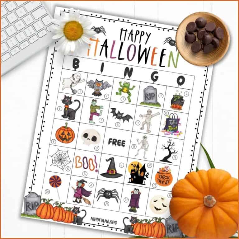 Free Printable Halloween Bingo Game Cards For Kids • Mindfulmazing.com