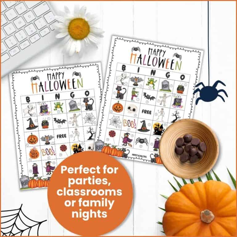 Free Printable Halloween Bingo Game Cards For Kids • Mindfulmazing.com