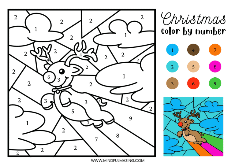 Free Christmas Color by Number Printables • Mindfulmazing.com