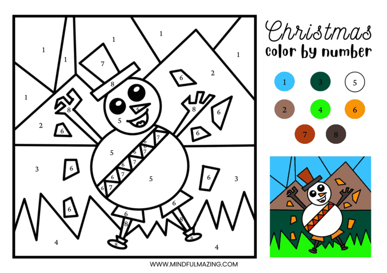 Free Christmas Color by Number Printables • Mindfulmazing.com