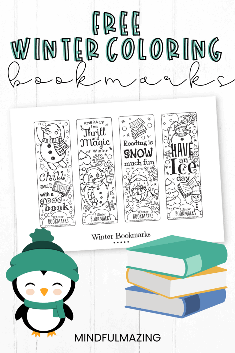 Free Printable Winter Coloring Bookmarks • Mindfulmazing.com