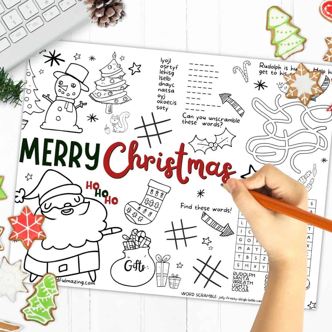 Free Printable Christmas Placemats for Kids • Mindfulmazing.com
