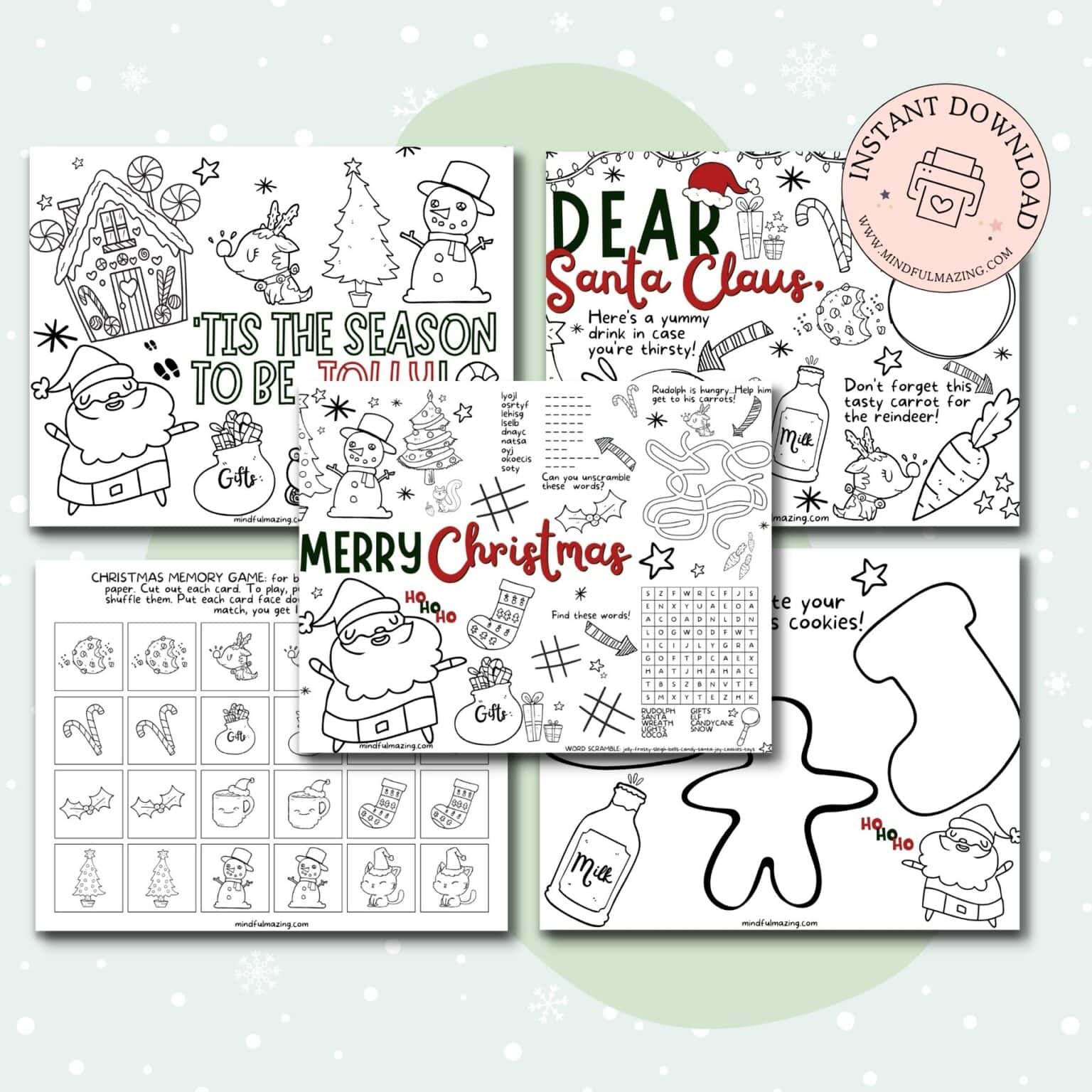Free Printable Christmas Placemats for Kids • Mindfulmazing.com