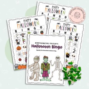 Free Printable Halloween Bingo Game Cards For Kids • Mindfulmazing.com