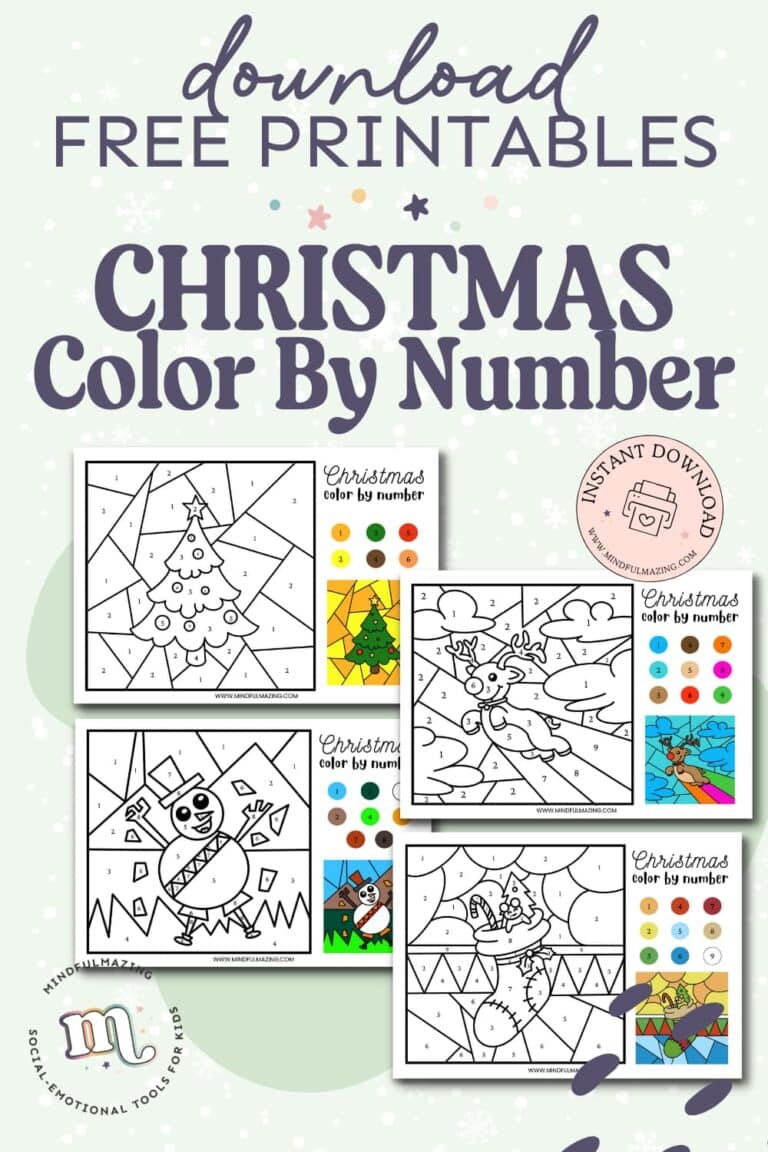 Free Christmas Color by Number Printables • Mindfulmazing.com