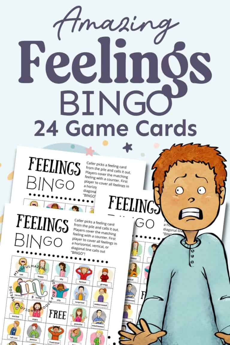 Printable Feelings Bingo Game (24 Cards) • Mindfulmazing.com