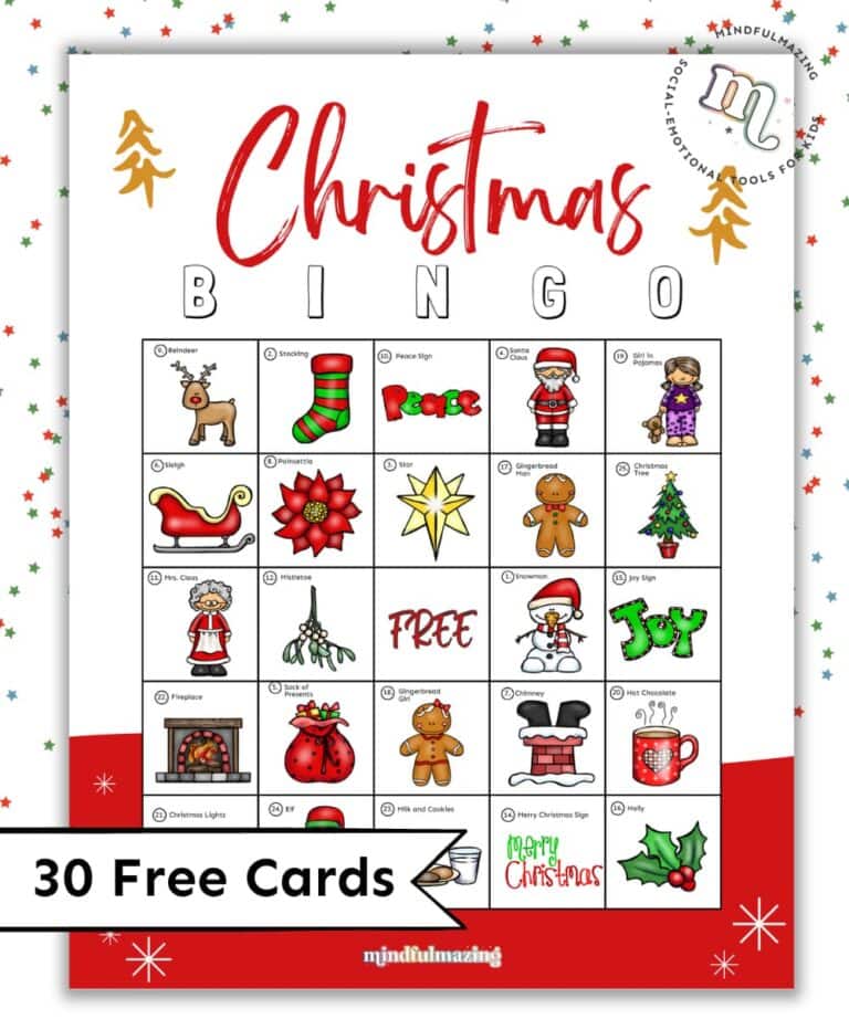 30 Free Printable Christmas Bingo Cards For Kids • Mindfulmazing.com