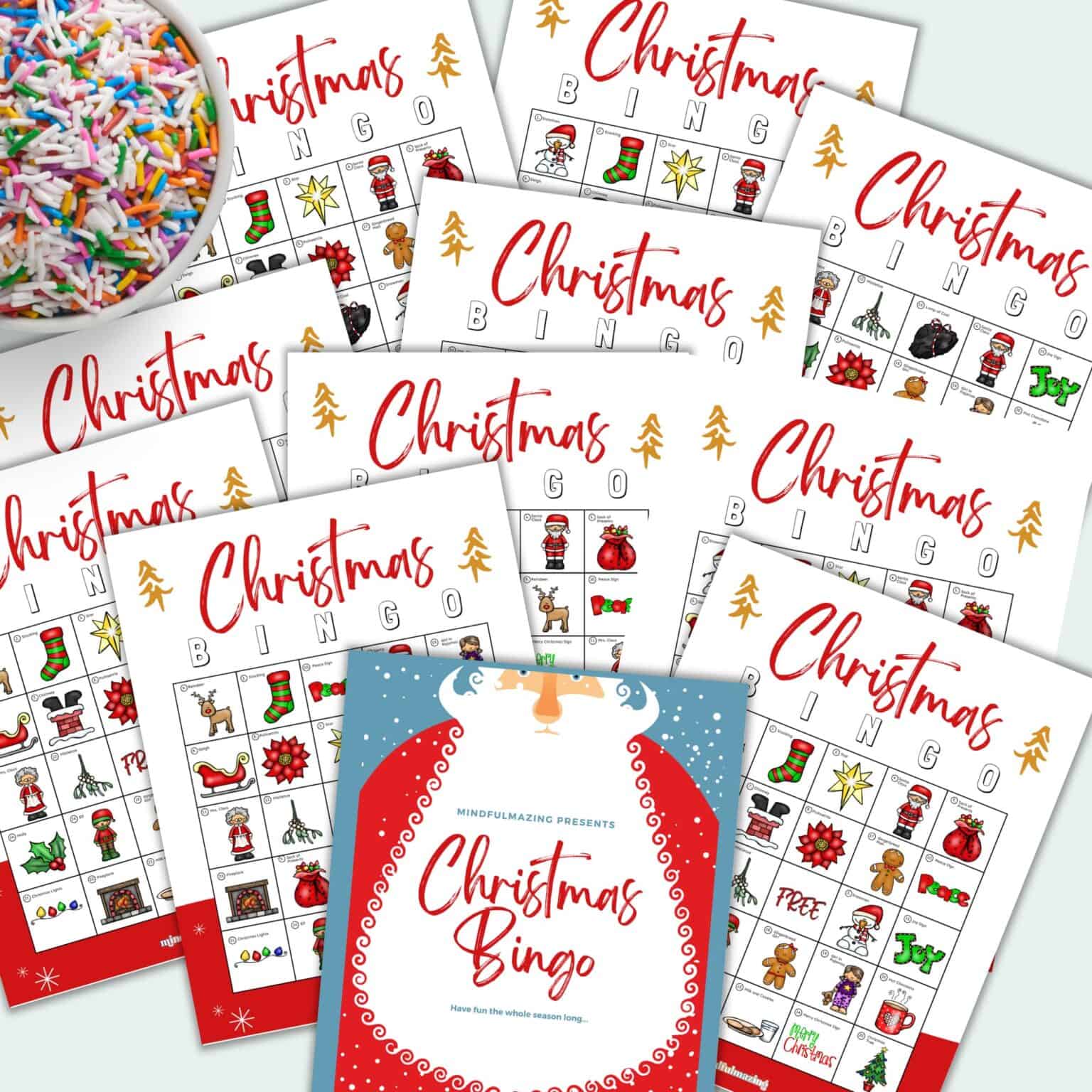 30 Free Printable Christmas Bingo Cards For Kids • Mindfulmazing.com