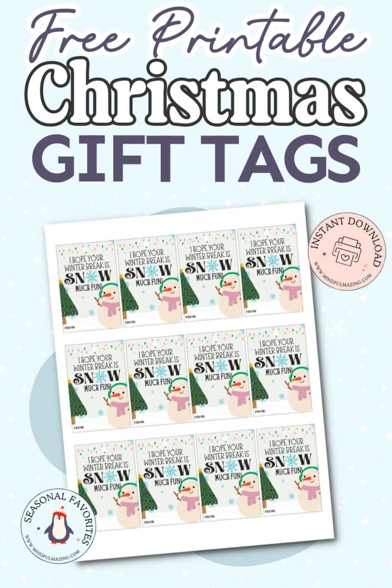 Free Printable Christmas Gift Tags for Students • Mindfulmazing.com