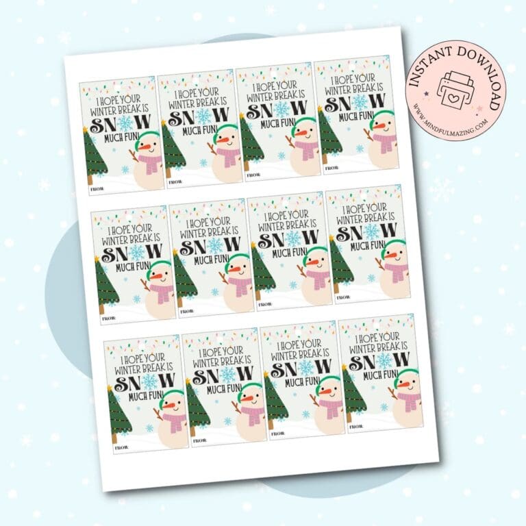 Free Printable Christmas Gift Tags for Students • Mindfulmazing.com