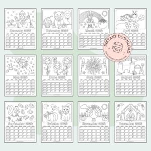 Free Printable Coloring Calendar for Kids in 2024 • Mindfulmazing.com
