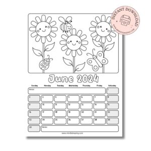 Free Printable Coloring Calendar for Kids in 2024 • Mindfulmazing.com