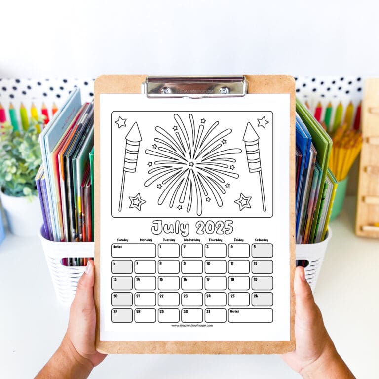 Free Printable Coloring Calendar for Kids in 2025 • Mindfulmazing.com