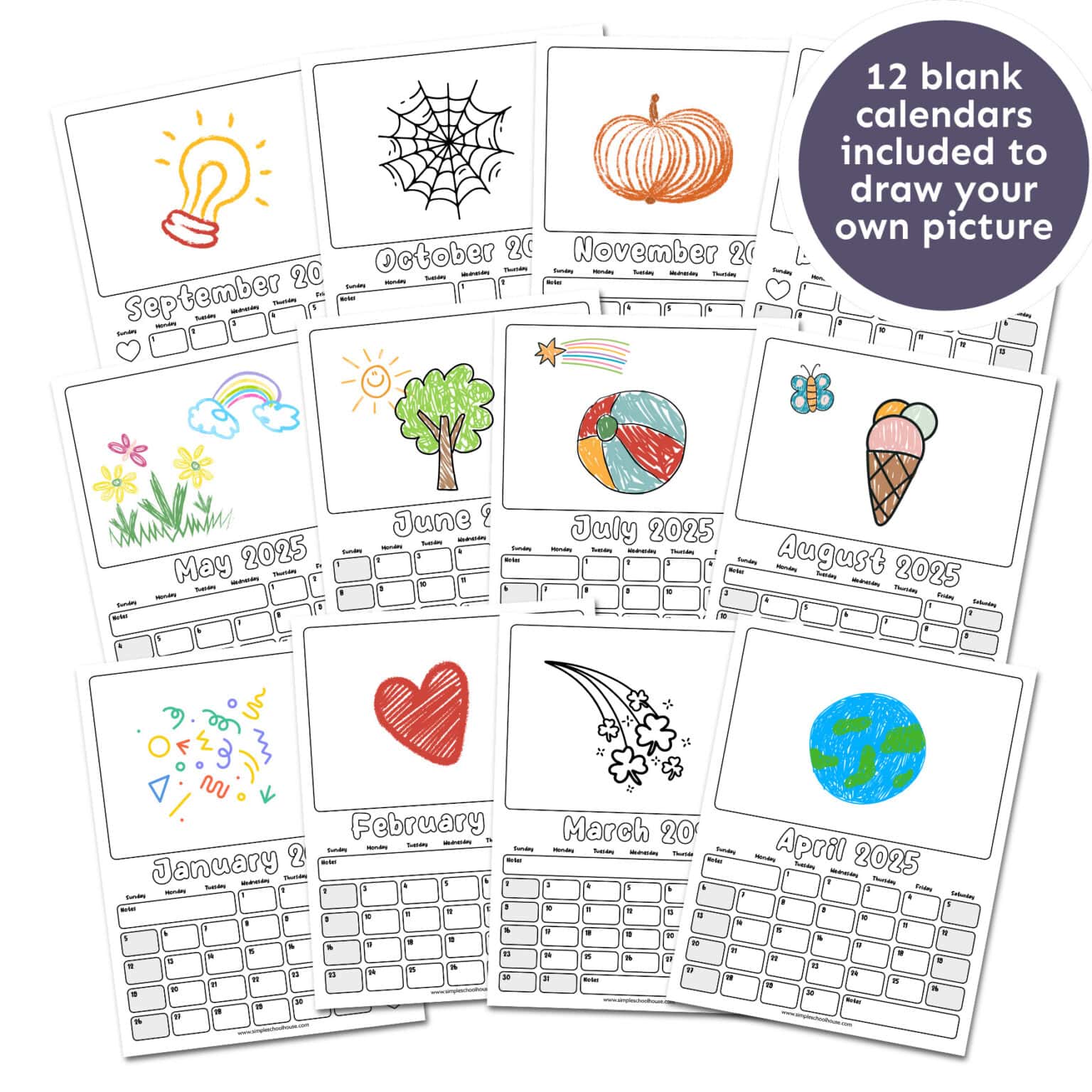 Free Printable Coloring Calendar for Kids in 2025 • Mindfulmazing.com