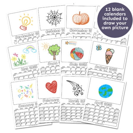 Free Printable Coloring Calendar for Kids in 2025 • Mindfulmazing.com