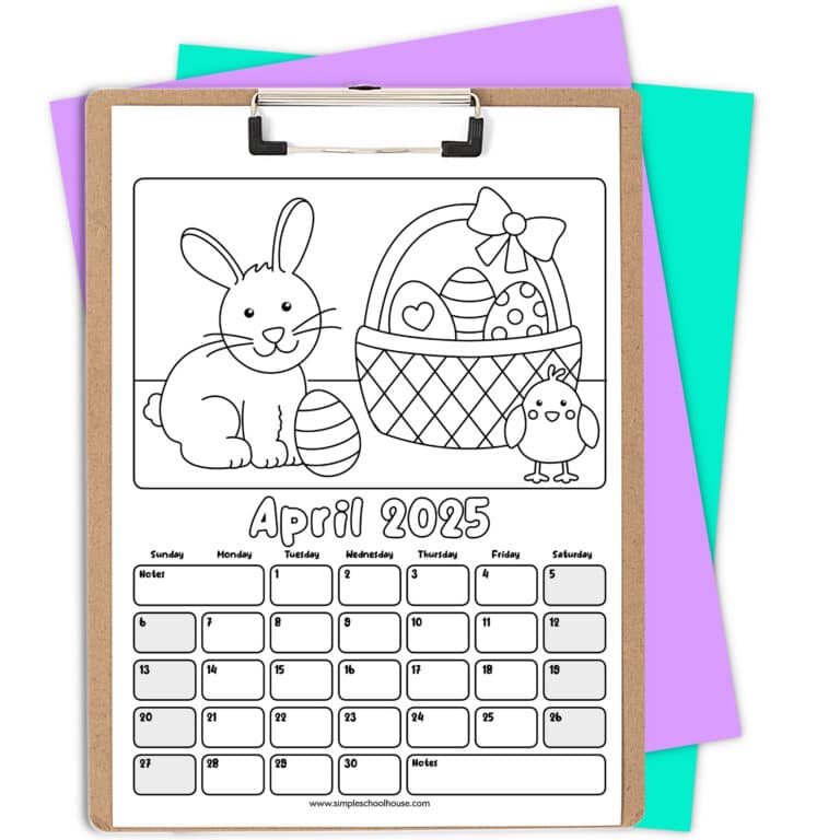 Free Printable Coloring Calendar for Kids in 2025 • Mindfulmazing.com
