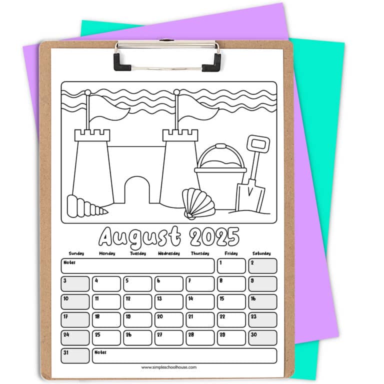 Free Printable Coloring Calendar for Kids in 2025 • Mindfulmazing.com