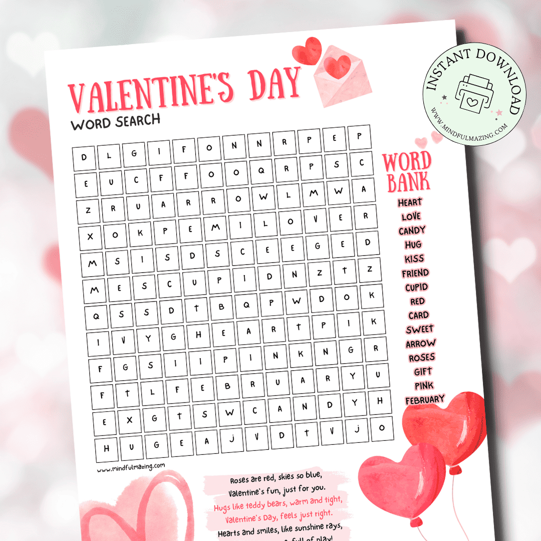 Valentine Word Puzzles For Kids Easy Valentine Word Search Healthy