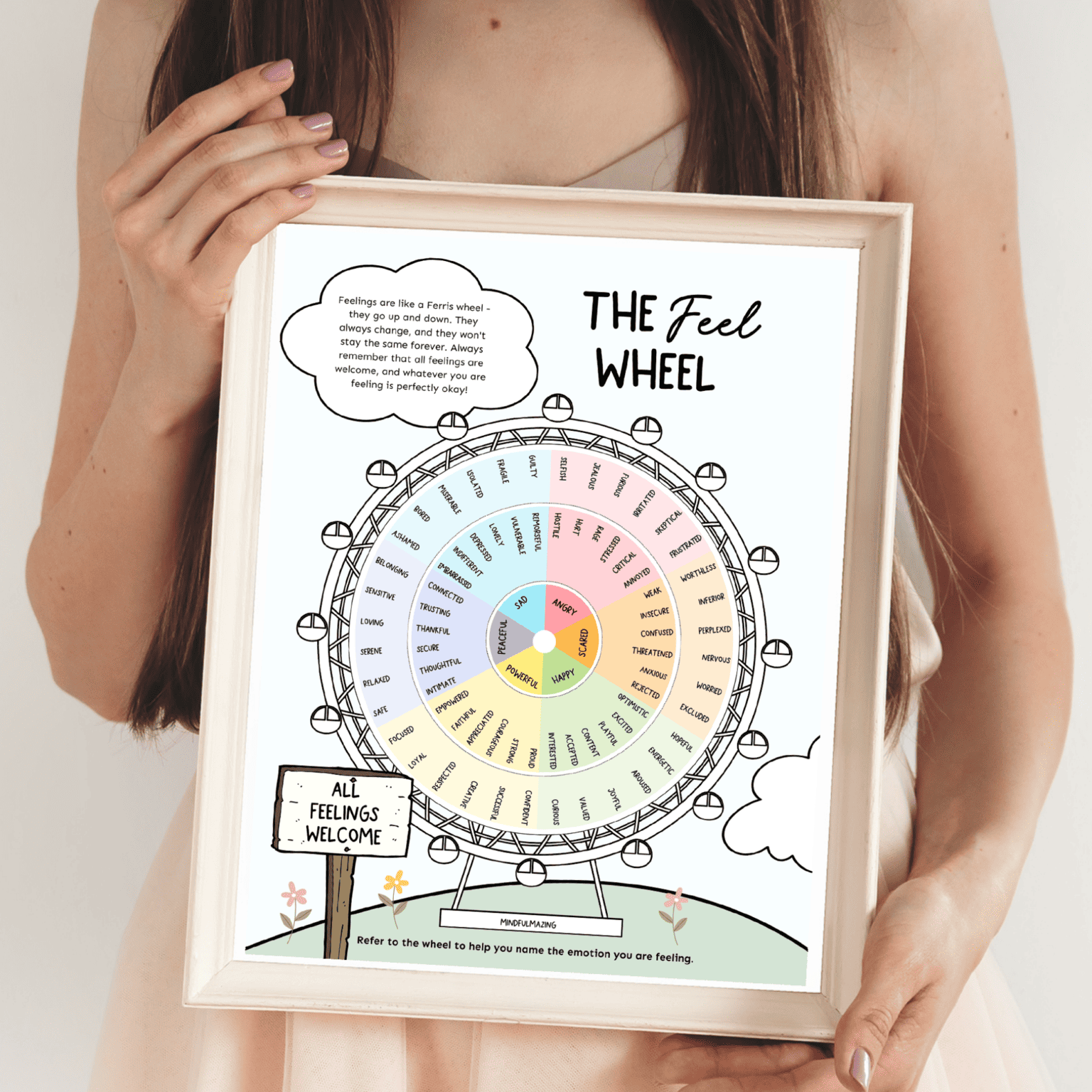 Printable Feelings Wheel for Kids [And Adults!] • Mindfulmazing.com
