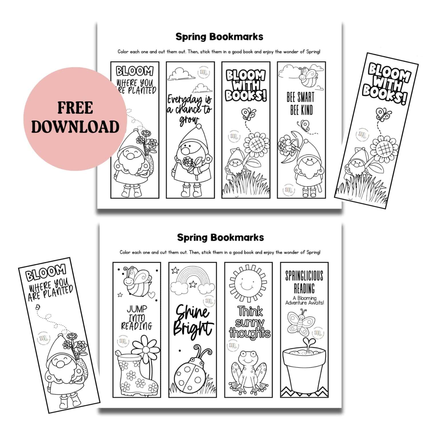 8 Free Printable Spring Coloring Bookmarks For Kids • Mindfulmazing.com