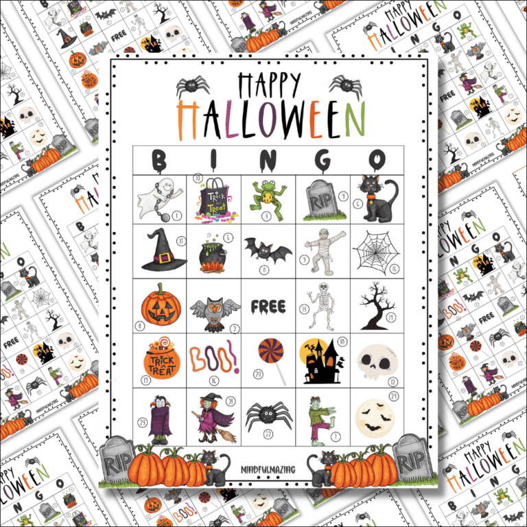 25 Free Printable Halloween Bingo Cards for Kids • Mindfulmazing.com