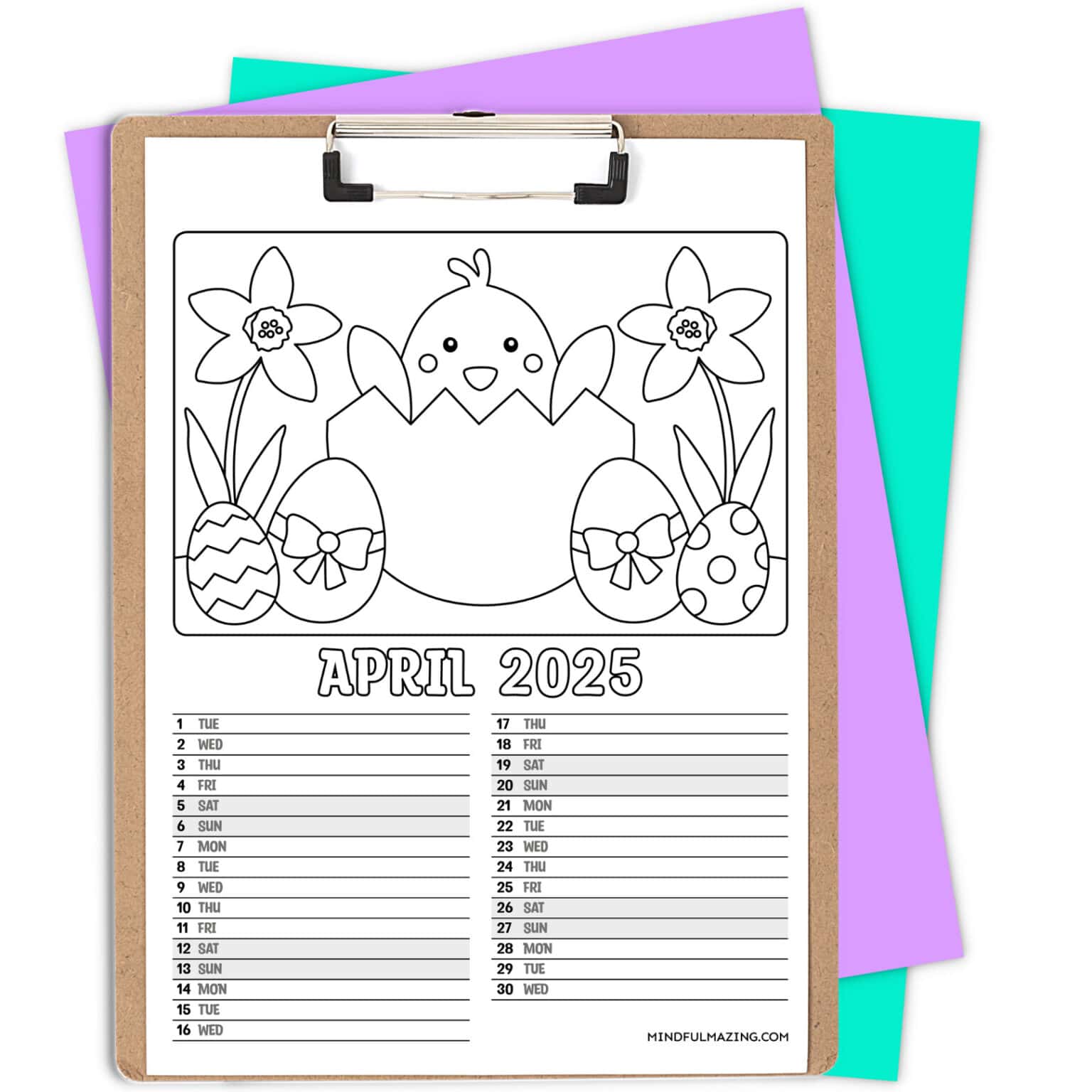 Free Printable 2025 Monthly Calendar for Kids [Lined] • Mindfulmazing.com