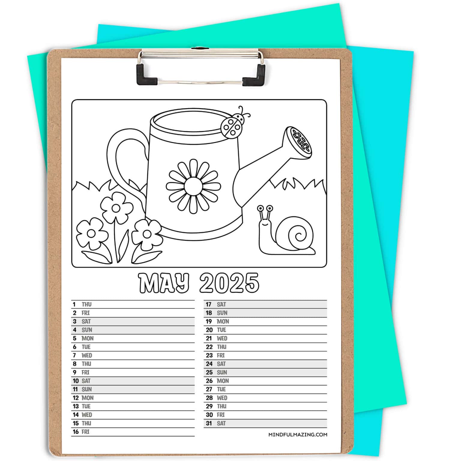 Free Printable 2025 Monthly Calendar for Kids [Lined] • Mindfulmazing.com