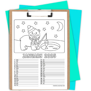 Free Printable 2025 Monthly Calendar for Kids [Lined] • Mindfulmazing.com