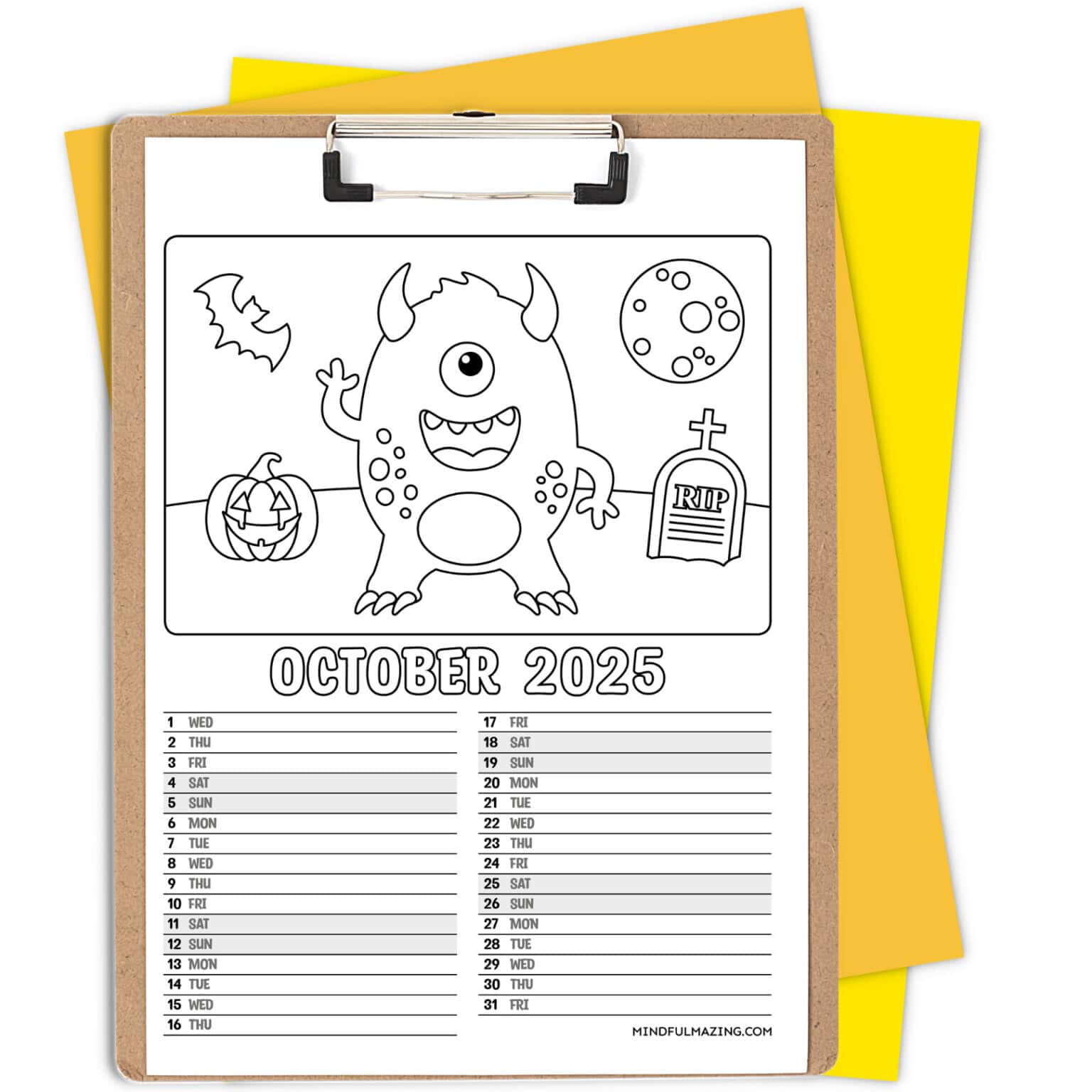 Free Printable 2025 Monthly Calendar for Kids [Lined] • Mindfulmazing.com