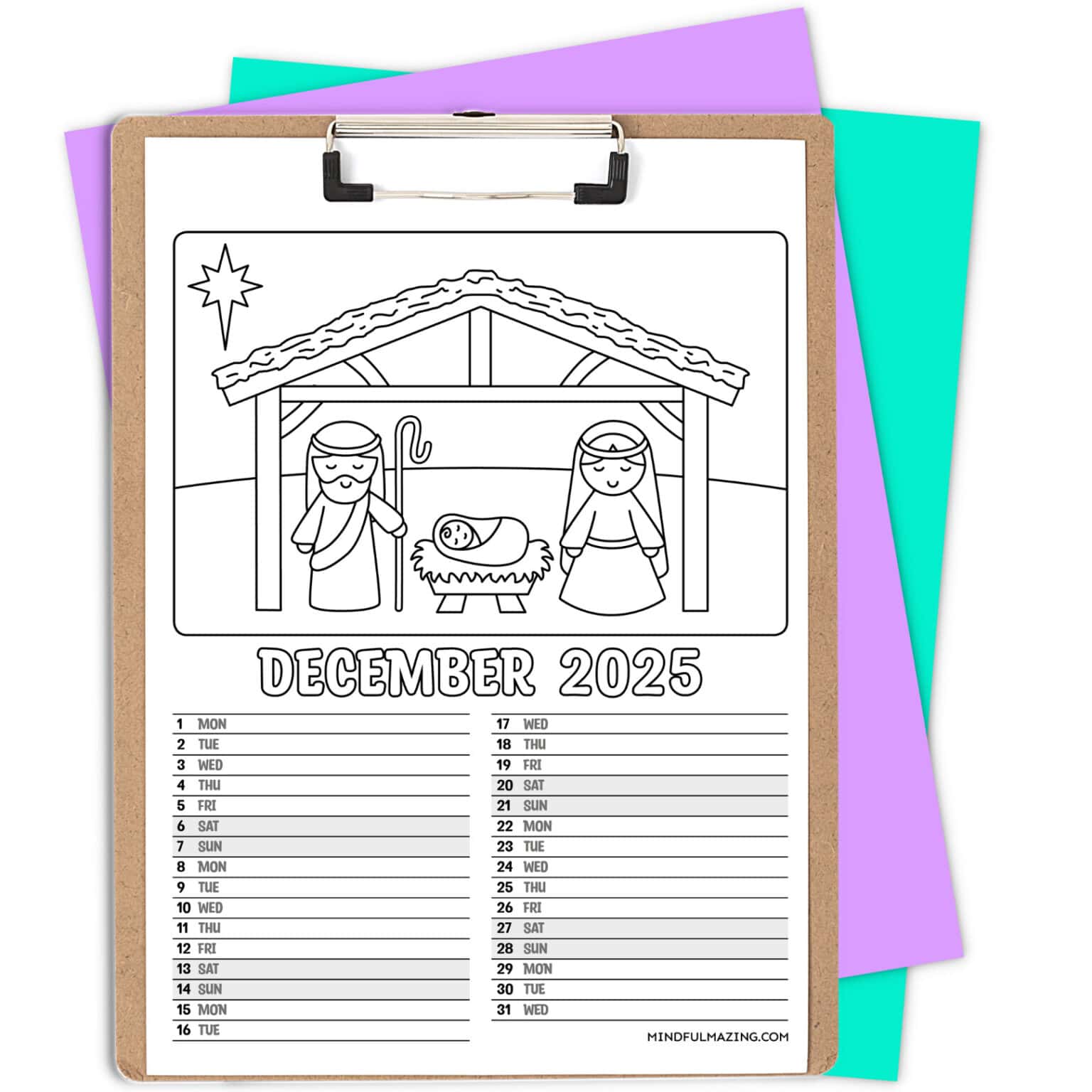 Free Printable 2025 Monthly Calendar for Kids [Lined] • Mindfulmazing.com