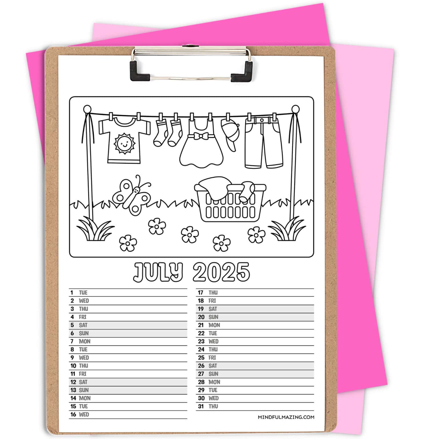 Free Printable 2025 Monthly Calendar for Kids [Lined] • Mindfulmazing.com