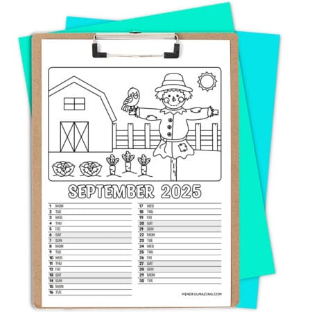 Free Printable 2025 Monthly Calendar for Kids [Lined] • Mindfulmazing.com