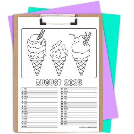 Free Printable 2025 Monthly Calendar for Kids [Lined] • Mindfulmazing.com