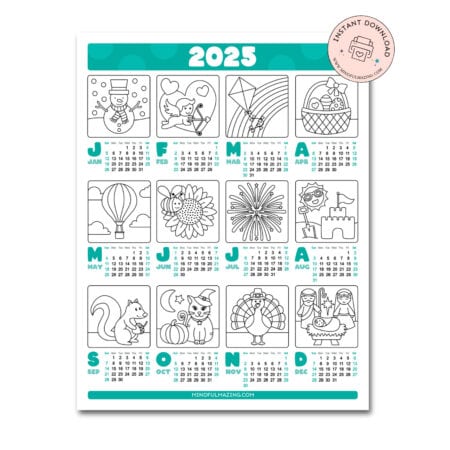 8 Free One-Page Yearly Calendars for 2025 [Color & Draw ...