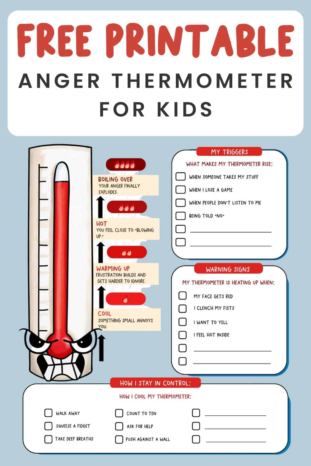 Free Anger Thermometer for Kids (PDF With Coping Strategies ...