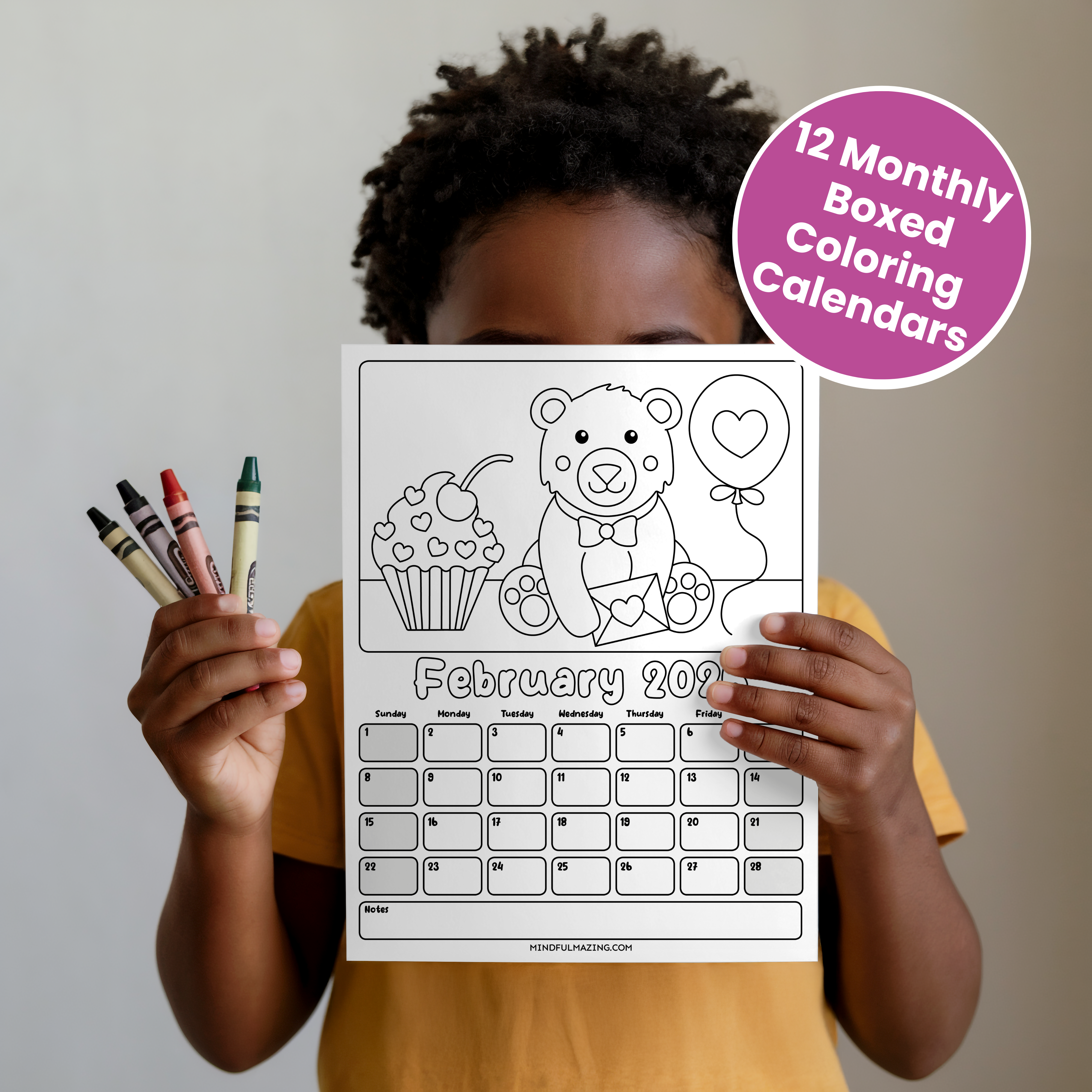 Free Printable Coloring Calendar for Kids in 2026 • Mindfulmazing.com